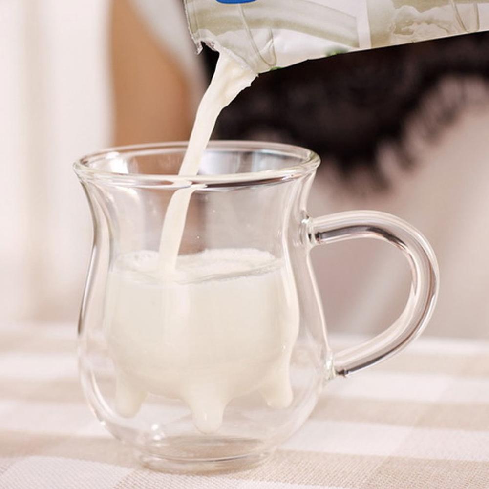 Drinkwares Cow Shape Double Wall Milk Glass 250ml ... – Grandado