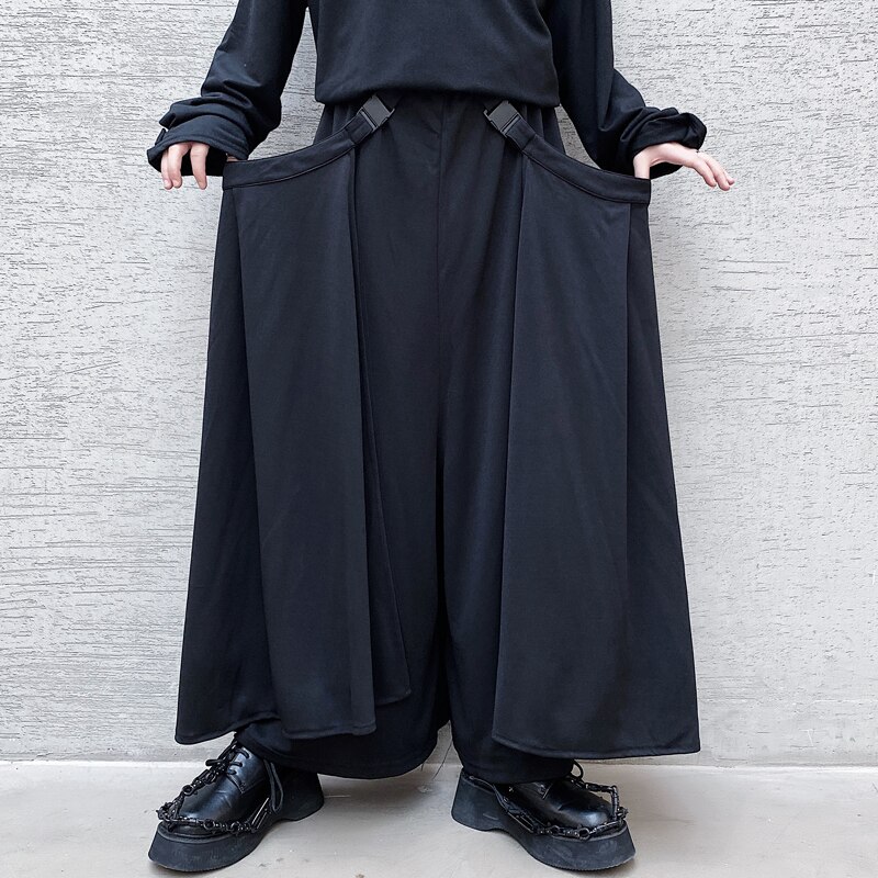 Male Japan Style Vintage Loose Skirt Pants Men's D... – Grandado