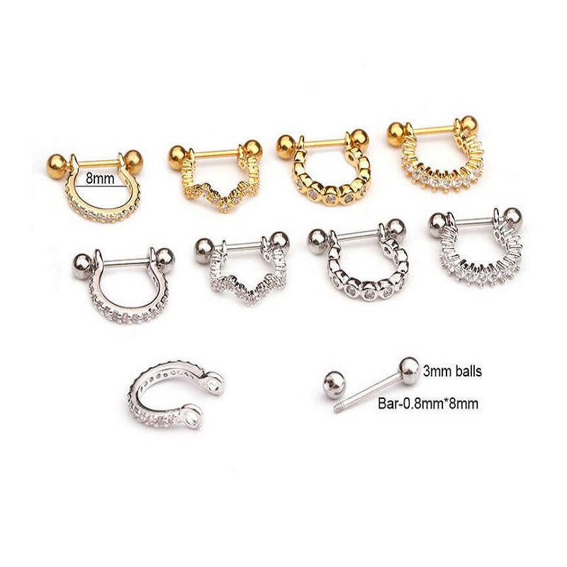 1pc Stainless Steel Barbell With Cz Hoop Cartilage... – Grandado