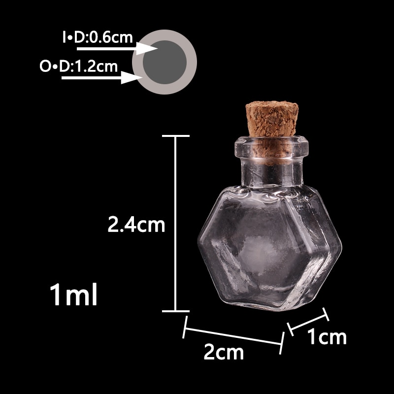 50pcs Transparent hexagon Glass Bottle Jars Vials ... – Grandado