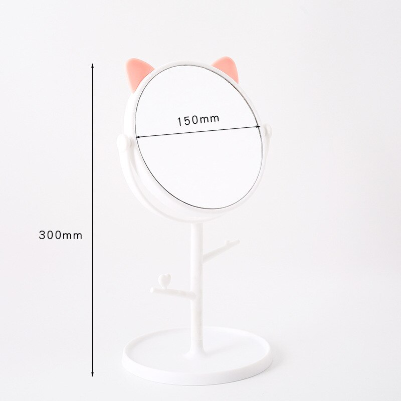 Cute Cat Ear Makeup Mirror With Jewelry Holder 360... – Vicedeal
