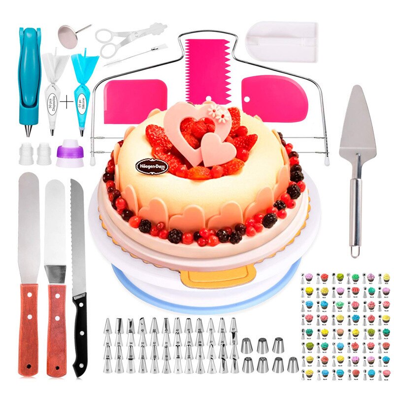 124pcs Cake Turntable Set Decorating Kit Turntable... – Grandado