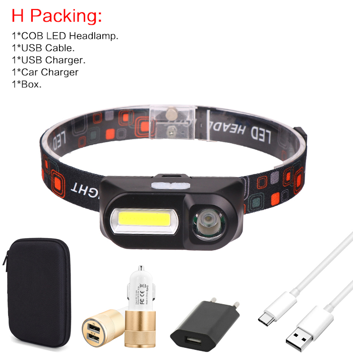 Superlys cob+led-hodelykt med 18650 oppladbare hod... – Vicedeal