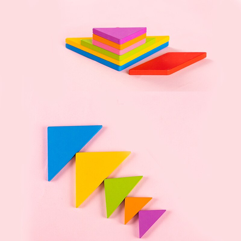 Wooden Tangram 7 Piece Jigsaw Puzzle Colorful Geom... – Grandado
