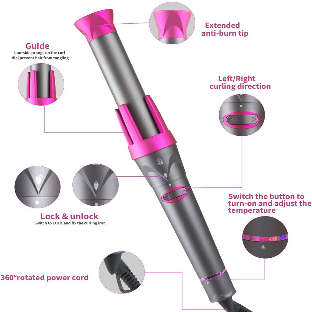RUCHA 3 in 1 Automatic Hair Curler Rotating Salon ... – Grandado