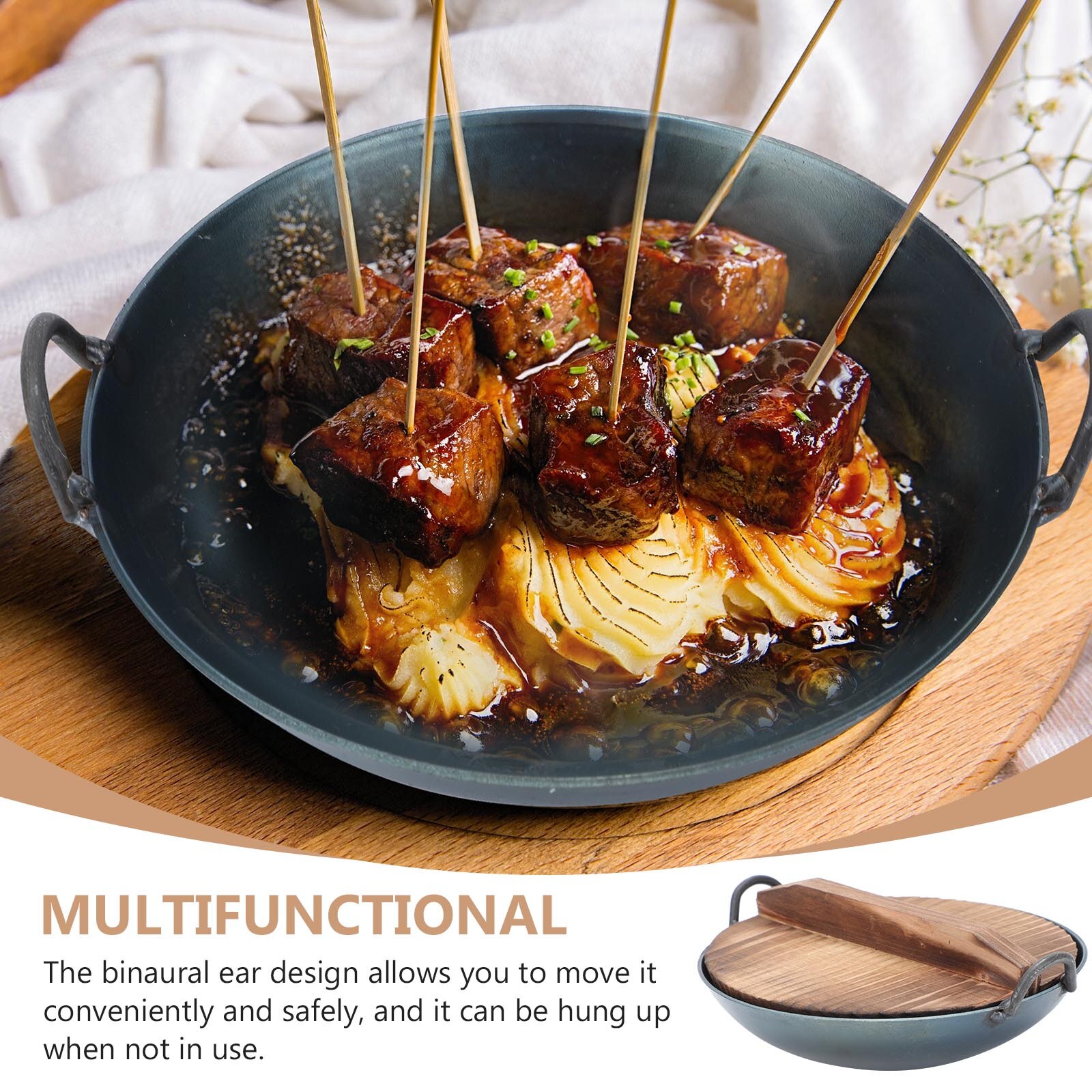 1 Set Household Frying Pot Binaural Iron Pan Kitch... – Grandado