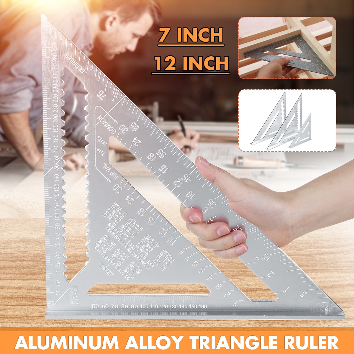 Angle Ruler 7/12 inch Metric Aluminum Alloy Triang... – Vicedeal