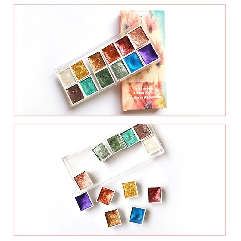 Mini Parelmoer Effen Aquarel Verf Set Draagbare Wa... – Vicedeal