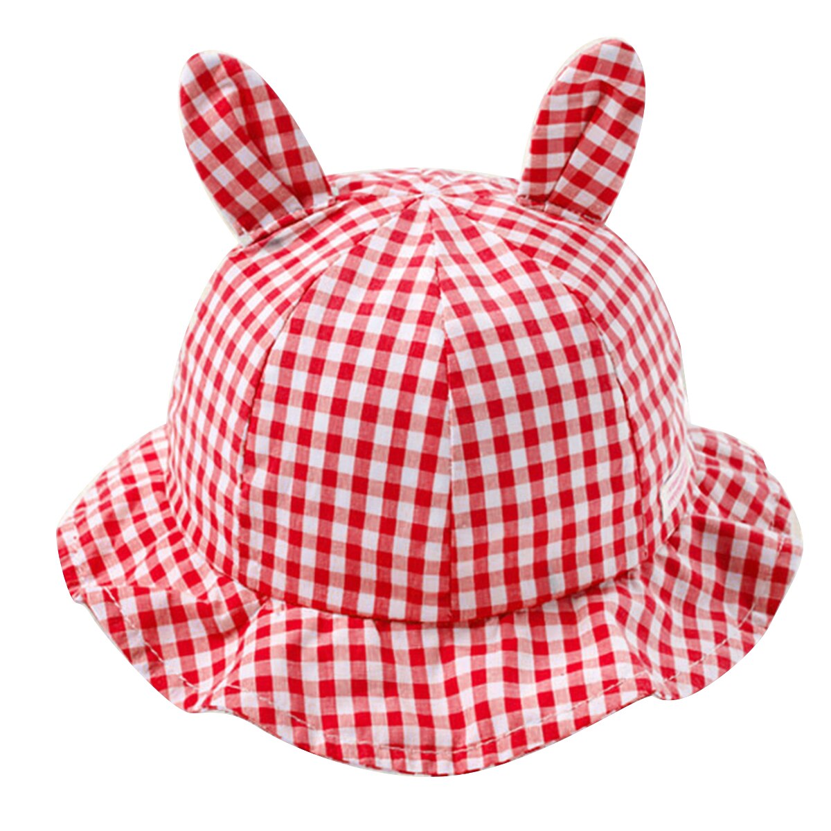 Barn barn rutigt tryck bomull kanin öra hink hatt ... – Vicedeal
