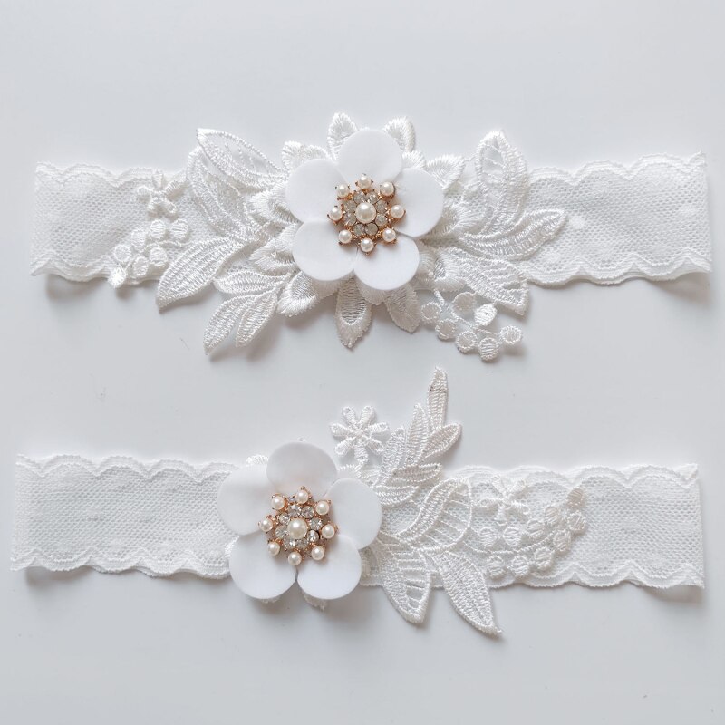 Wedding Bridal Garter Rhinestone Pearl Flower Gart... – Grandado