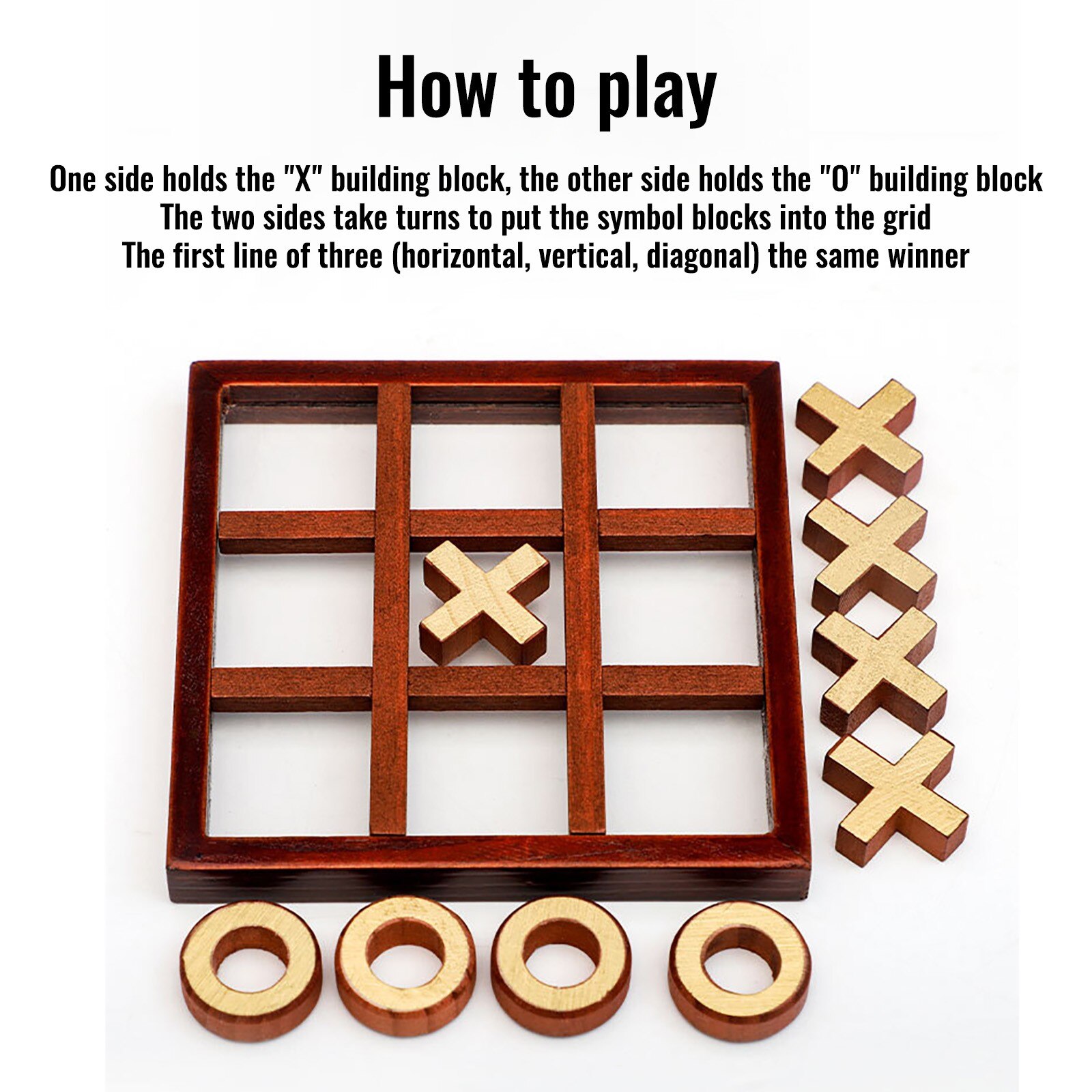 Tic-tac Toe Toy Puzzle Game Xo Chess Wooden Double... – Grandado