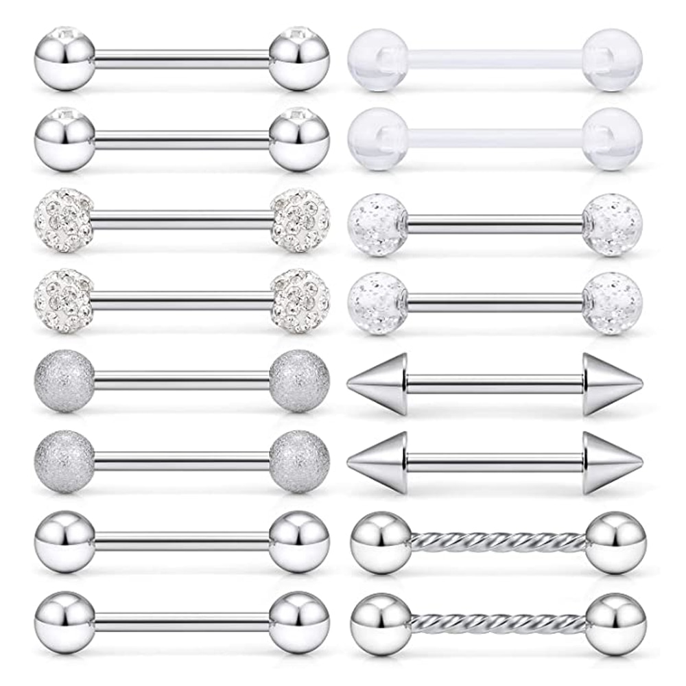 2 Stuks Rvs Clear Cz Tepel Ring Tong Rechte Barbel... – Vicedeal