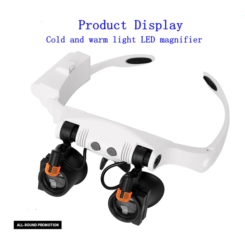 LED Magnifier Glasses Magnifier Cold Warm Light Ma... – Grandado