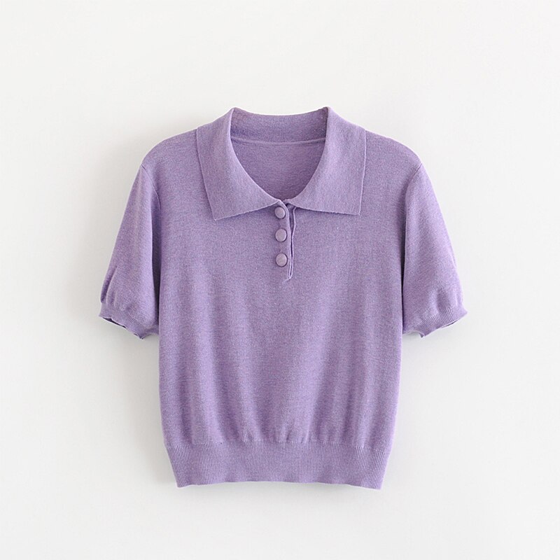 Knitted Short Sleeve Top For Women Female Knitted ... – Vicedeal
