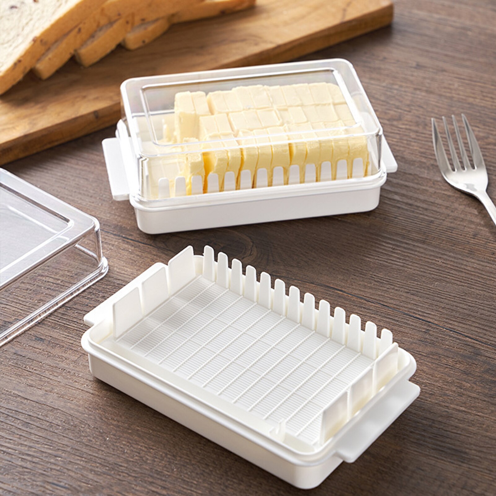 Plastic Butter Dish Box Holder Tray with Lid and K... – Grandado