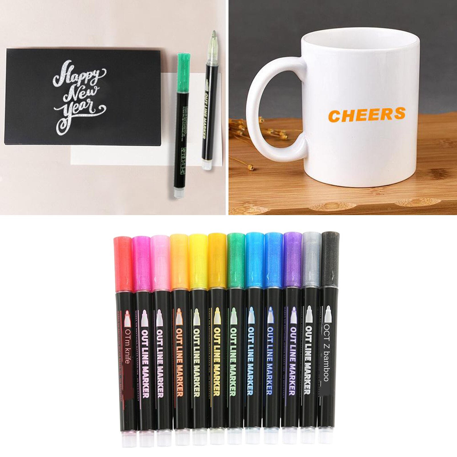 Double Line Outline Pens, 12 Colors Self-Outline M... – Grandado