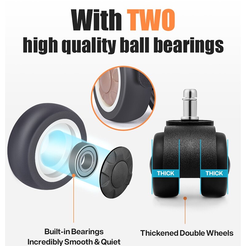 5PCS TPR Soft Rubber 2 Inch Universal Mute Wheel O... – Grandado