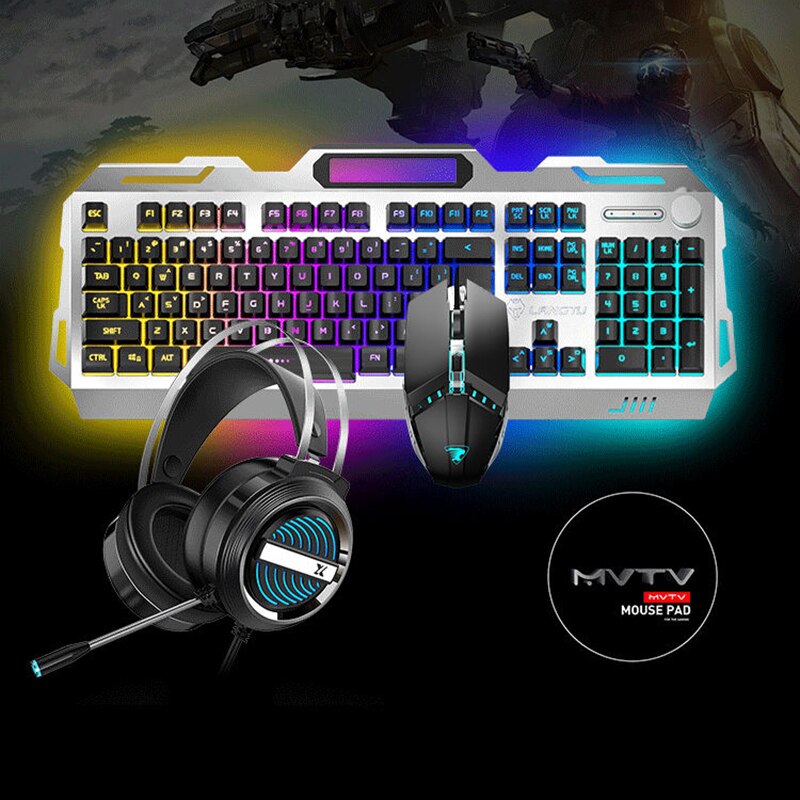 Gaming Mechanical Keyboard Mouse Earphone Sets USB... – Vicedeal