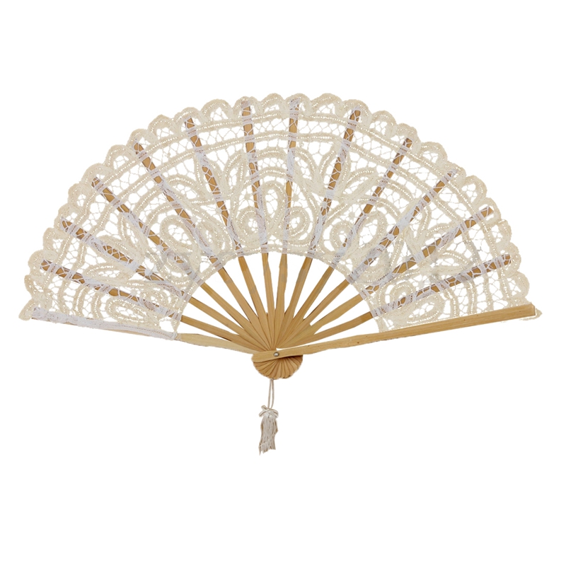 Vintage Lady Handmade Lace Hand Fan Bridal Wedding... – Grandado