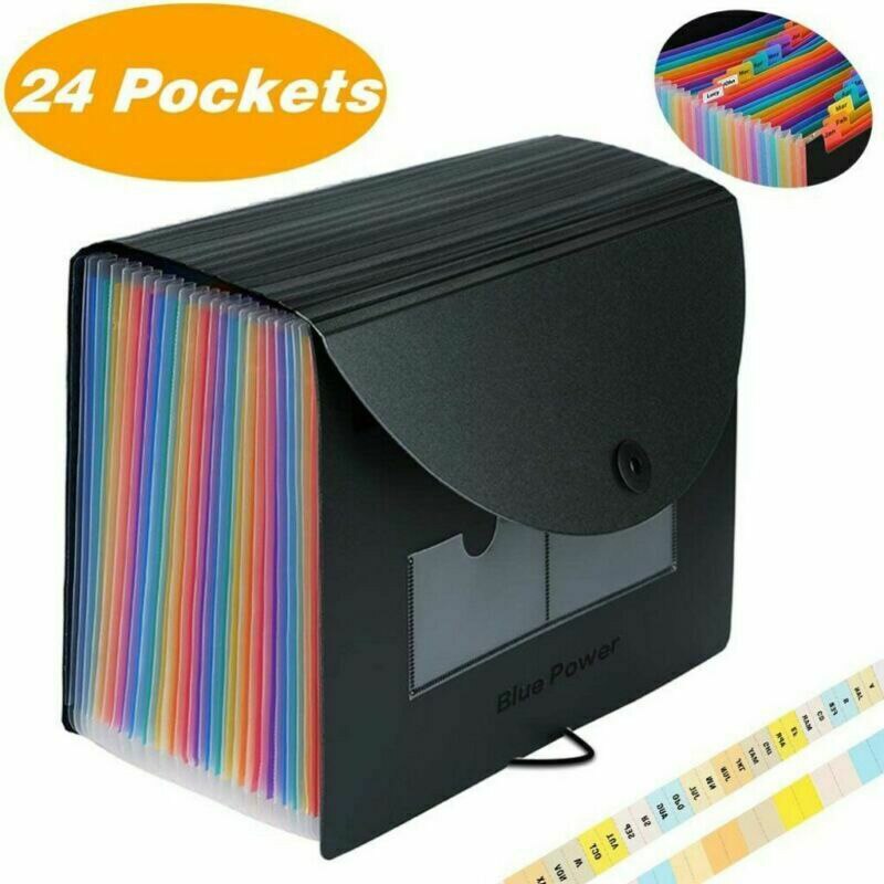A4 Plastic Portable File Folder 24 Pocket Office E... – Grandado