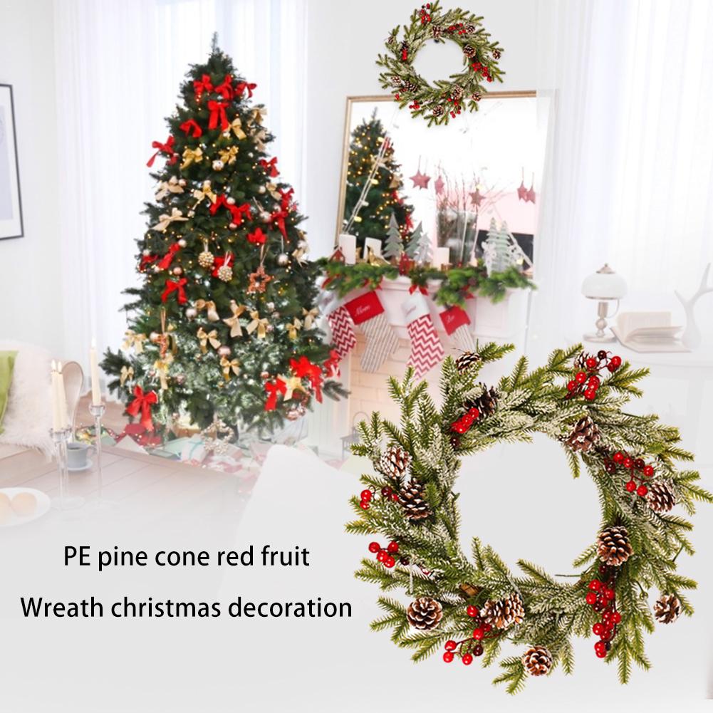 Sticky PE Pine Cone Red Fruit Wreath Christmas Dec... – Grandado