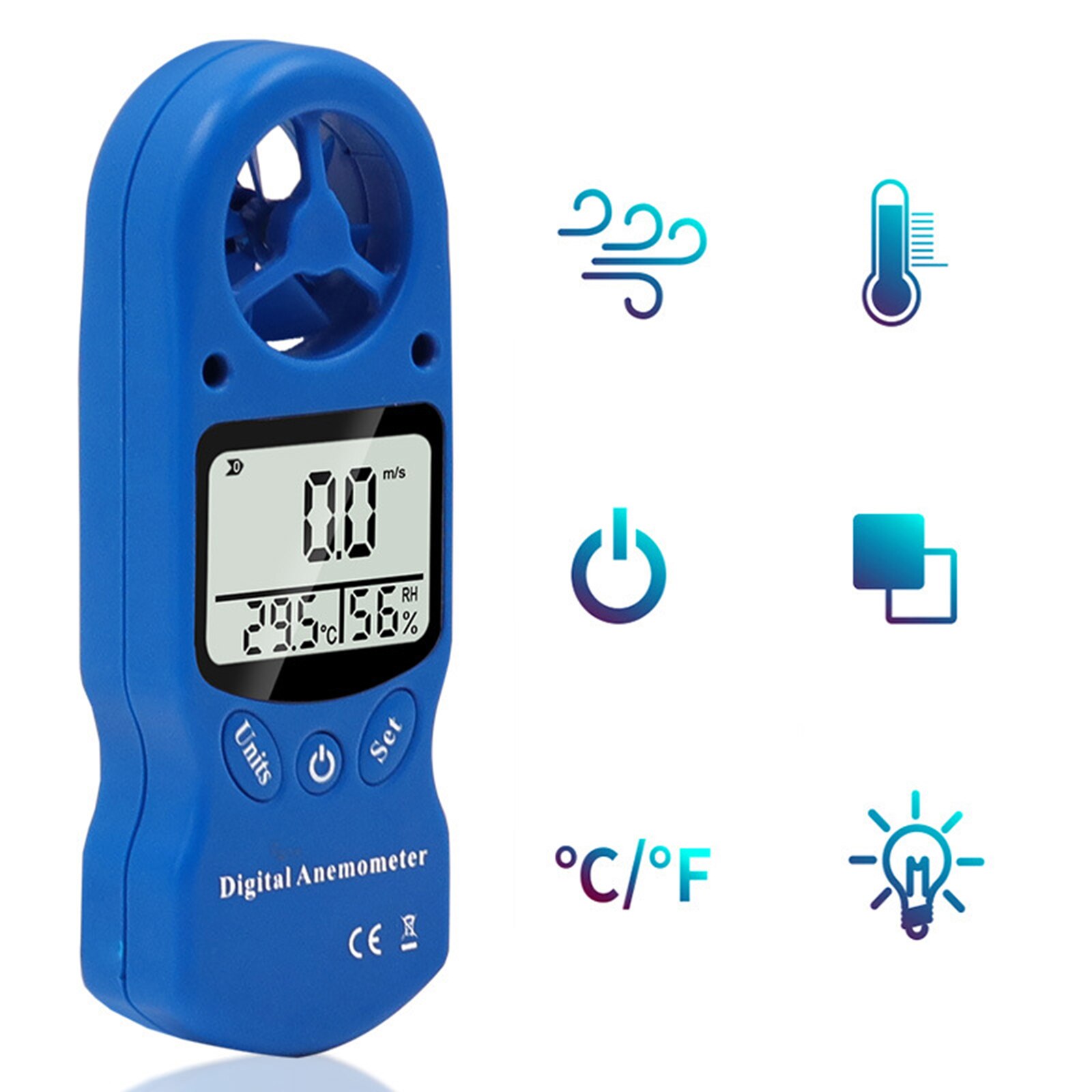 Anemómetro Digital de mano con pantalla LCD, medid... – Grandado