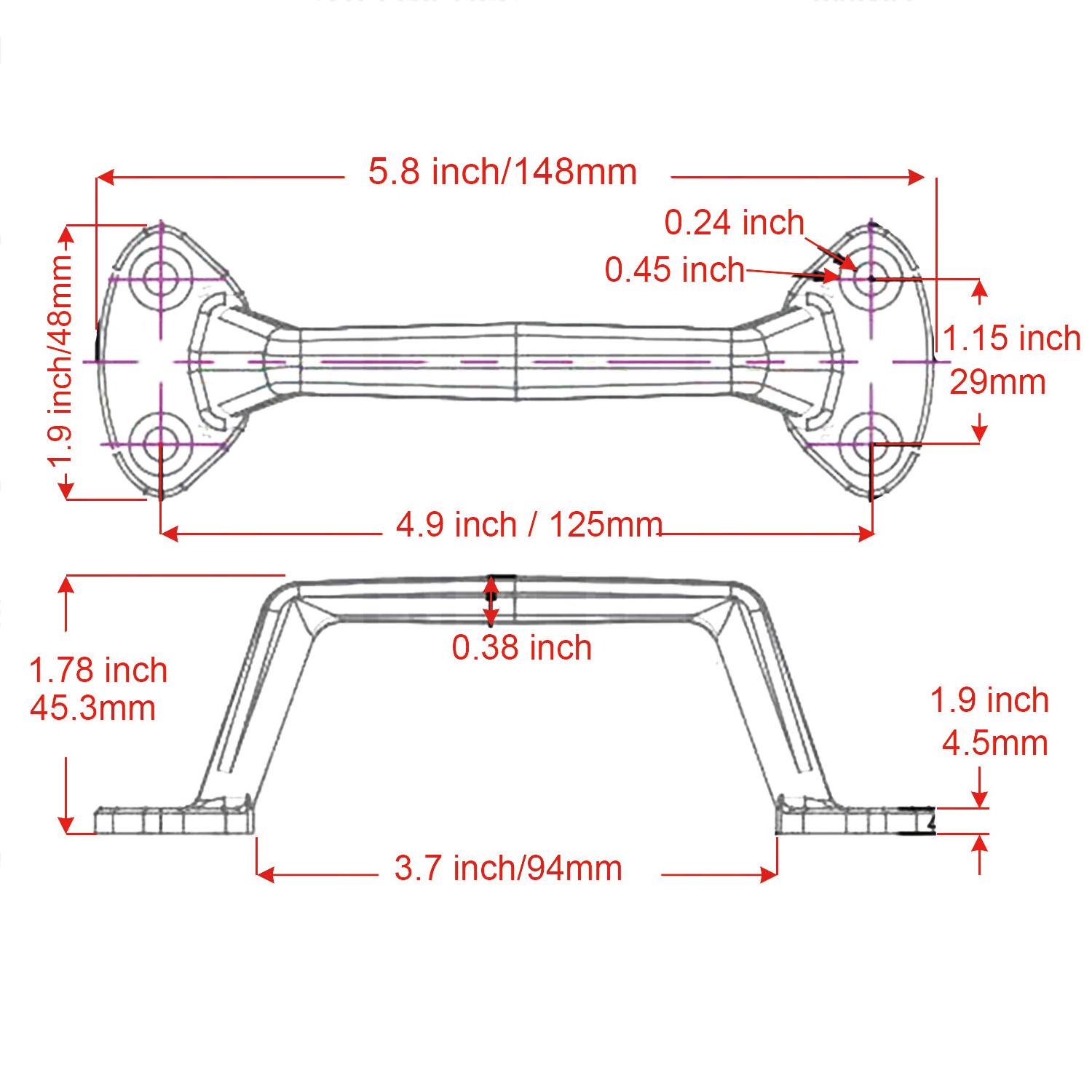 6"(150MM) Solid 316 Stainless Steel Marine Boat Do... – Grandado