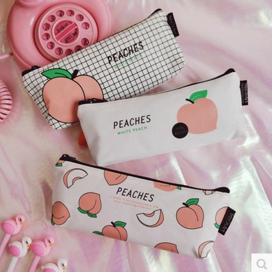 1 Pcs Kawaii Pencil Case juicy peach Canvas Estuch... – Grandado