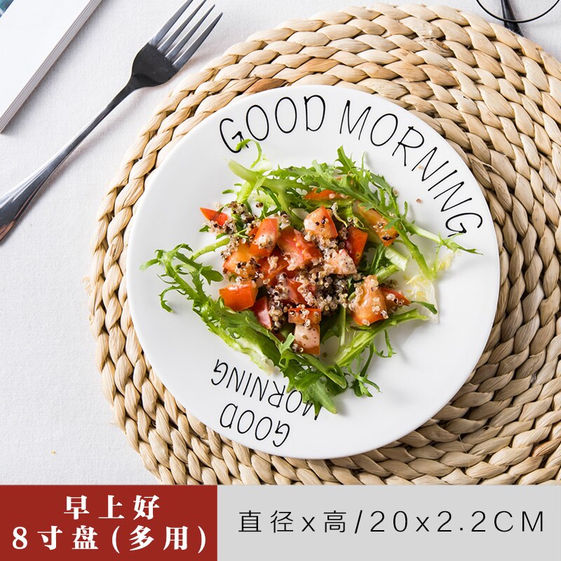 Nordic Ceramic Cutlery Set Letters Good Morning Pl... – Vicedeal