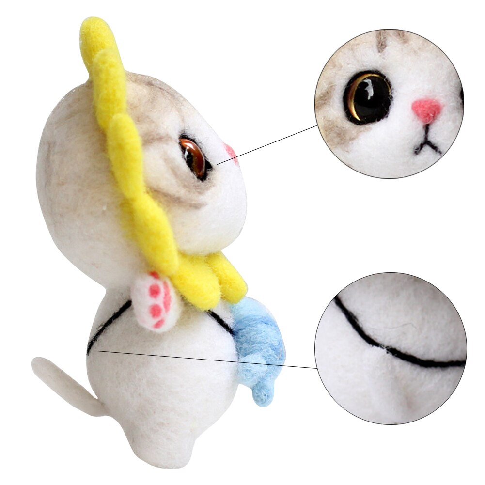 Wool Felt Needle Poked Kitting DIY Cute Animal Sun... – Grandado
