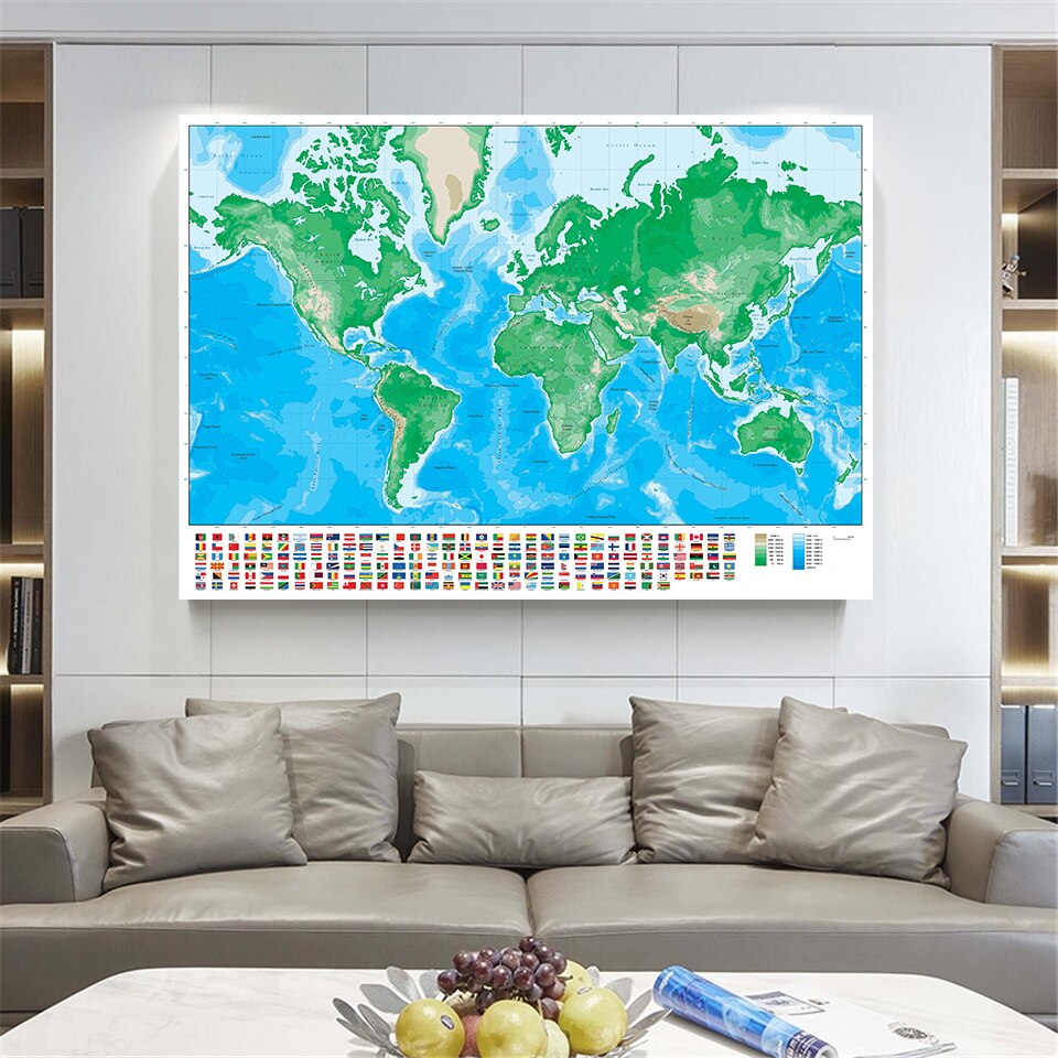 150*100 The World Map with National Flags Mercator... – Vicedeal