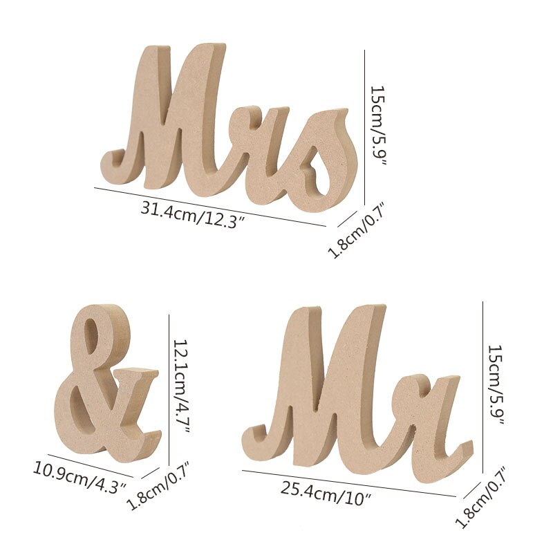 3 Stks/set Mr & Mrs Houten Letters Teken Voor ... – Vicedeal
