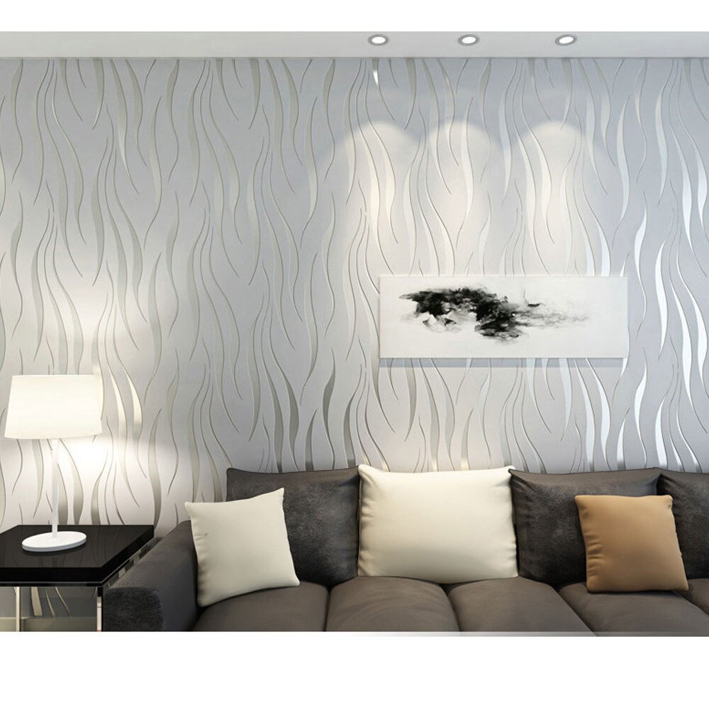 Water Ripple Pattern Non-Woven Wallpaper 3D Flocki... – Grandado