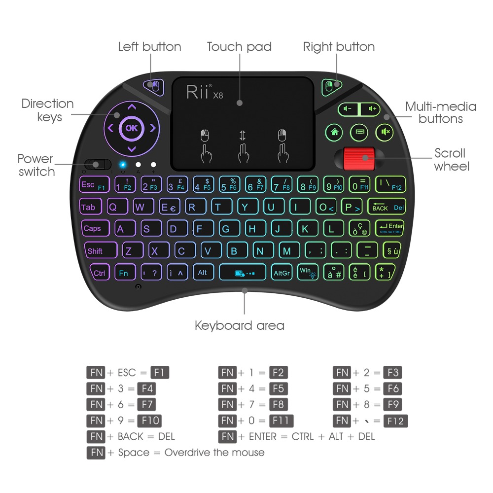 Original Rii X8 2.4GHz Mini Italian Wireless Keybo... – Grandado