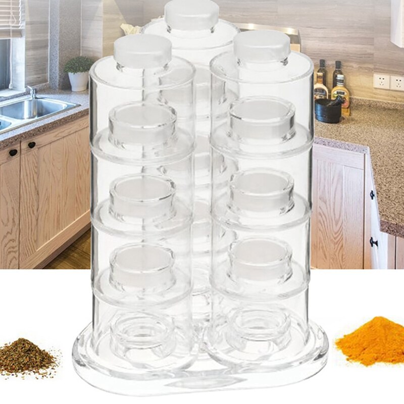 12 PCS Spice Tower Carousel Rotating Spice Jar Rac... – Grandado