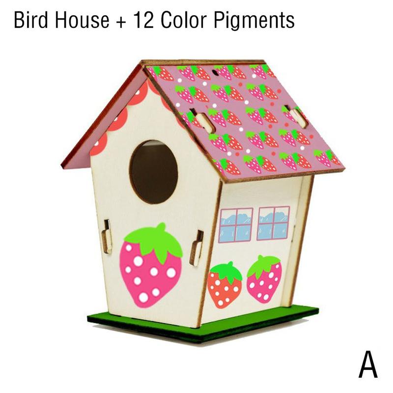 Diy Painting Bird House Kit Bird House Nest Crafts... – Vicedeal