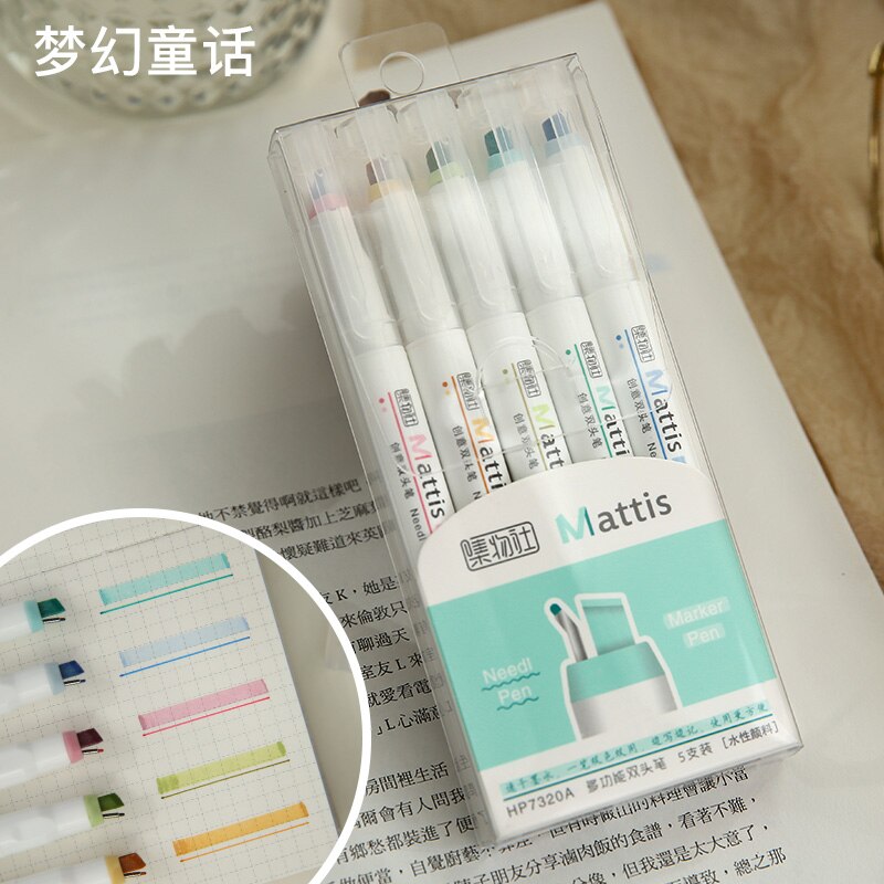5 Colors Multi Function Dual Tips Highlighter Art ... – Vicedeal