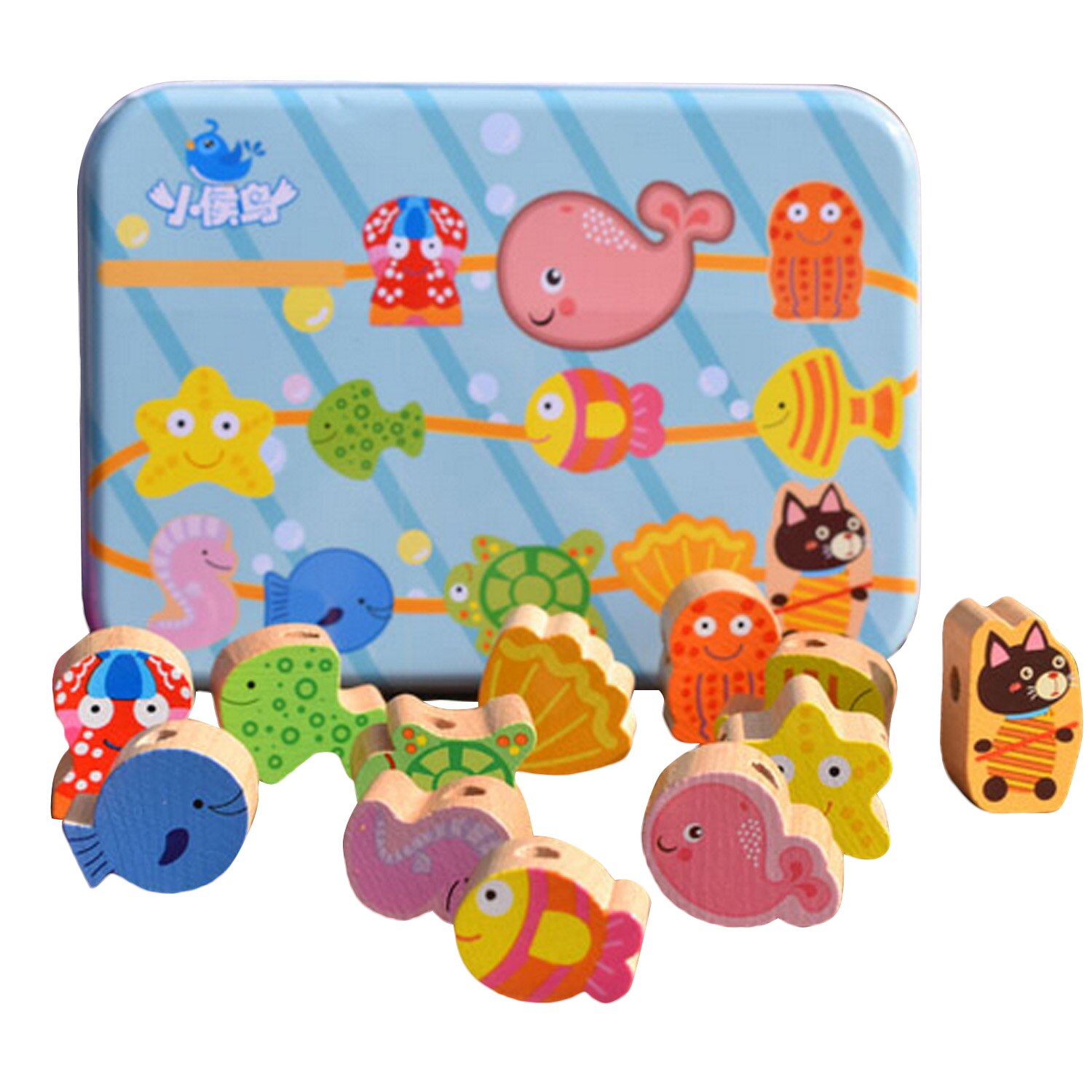 Besegad 12 stuks Hout Blokken Cartoon Bead Stringi... – Grandado