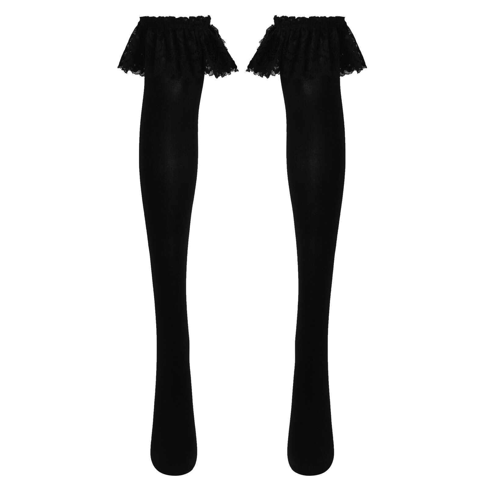 Women Sheer Soft Thigh High Stockings with Lace Tr... – Grandado