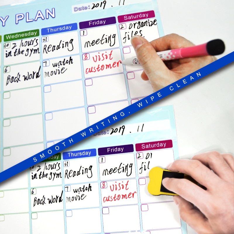 YIBAI A3 Monthly Planner Magnetic Whiteboard Messa... – Grandado