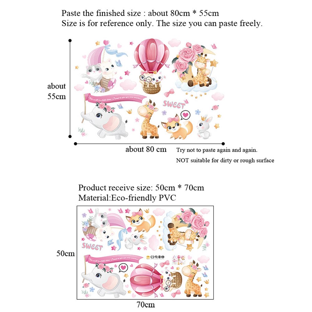 Cartoon SWEET Animal Wall Stickers baby kids room ... – Vicedeal