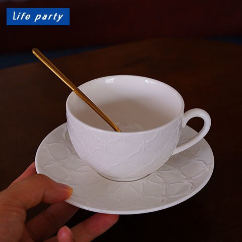 Nordic Ceramic Coffee Mug Embossed Hollow European... – Grandado