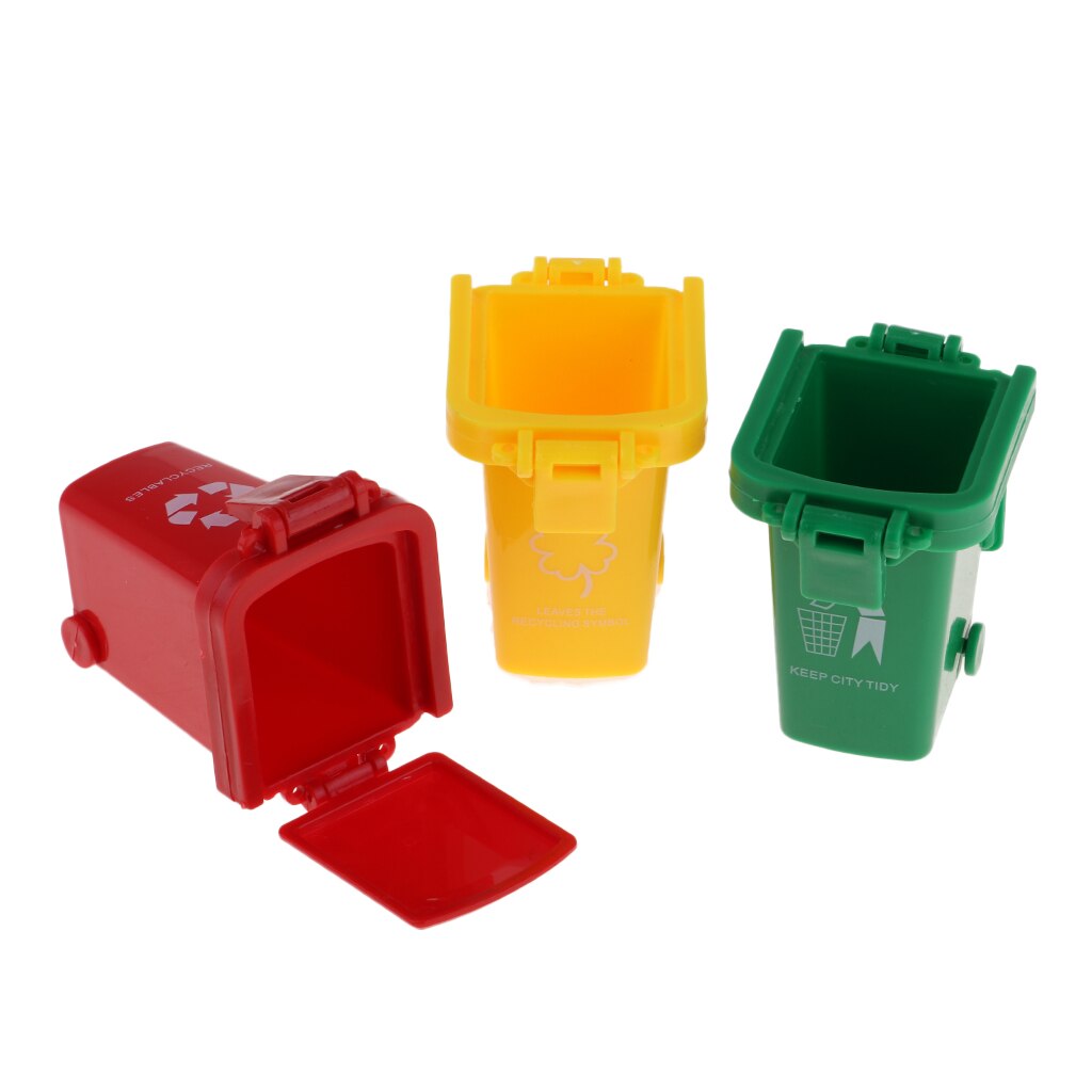 3Pcs Trash Can Rubbish Bin Model Mini Children Chr... – Grandado