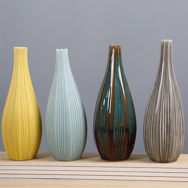 Nordic Colorful Glazed Ceramic Vase Home Retro Flo... – Grandado