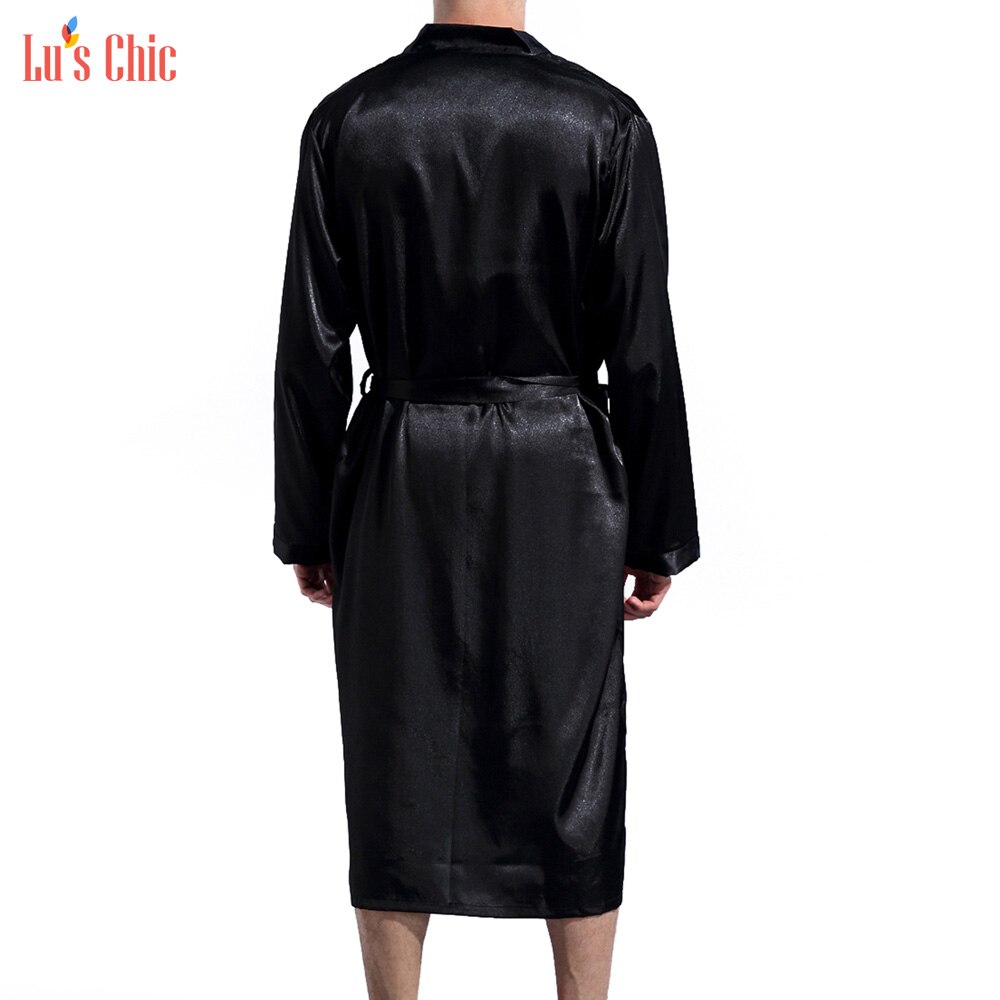 Lu's Chic Men Satin Bathrobe Long Sleeve Silk Kimo... – Grandado