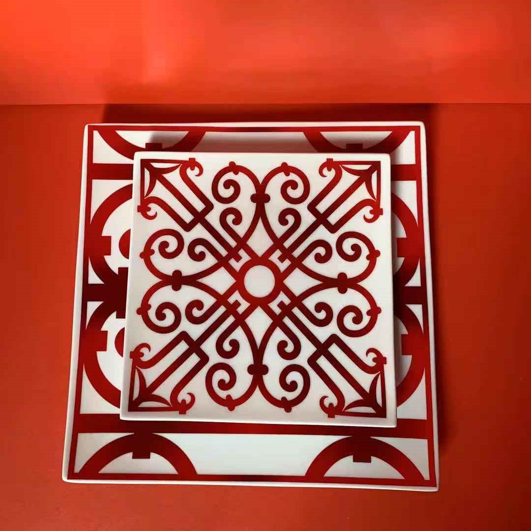 Spanish Red Grid Dinner Plates Afternoon Tea Cup S... – Grandado