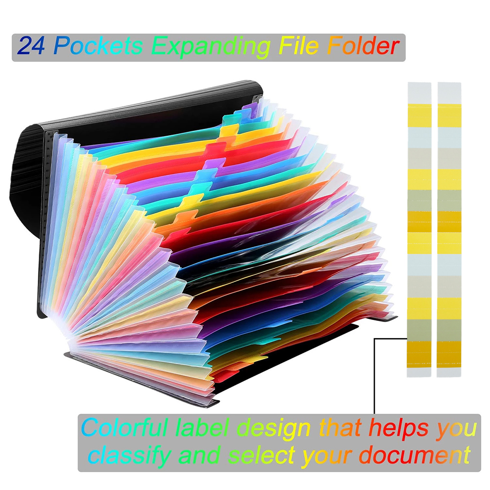 24 Pockets Expanding File Folder A4 Letter Paper R... – Grandado