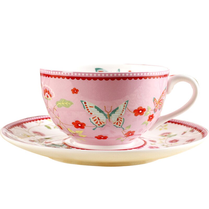 Pink Kawaii Bone China Coffee Cup Rose Garden Euro... – Grandado