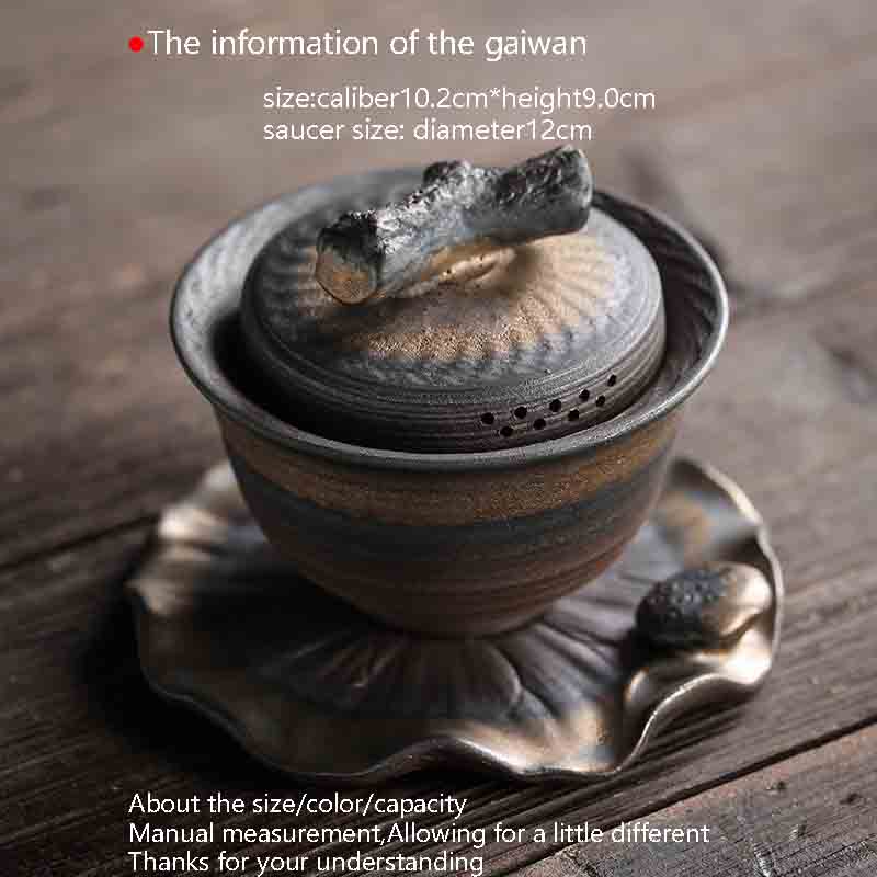 Vintage Gaiwan Ceramic Rust Glaze Tea Bowl with Sa... – Vicedeal