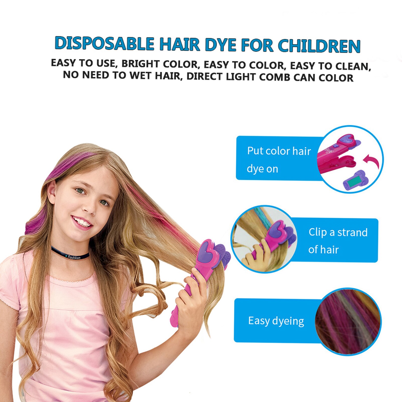 Non-toxic One-time Hair Color Kit 3 Colors Hair Dy... – Grandado